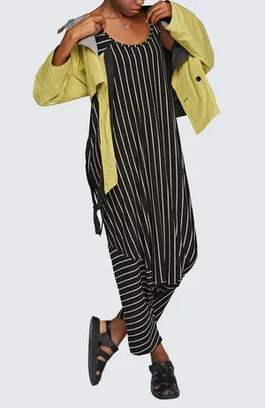 LUUKAA Striped Viscose Jersey Jumpsuit With Taffeta Sash