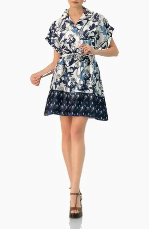 IVONNE Floral Printed Mini Dress With Dropped Sleeves