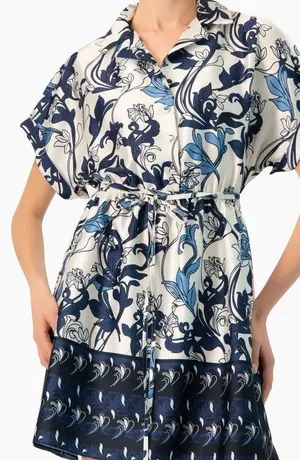 IVONNE Floral Printed Mini Dress With Dropped Sleeves
