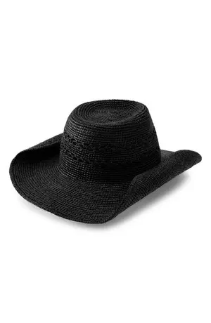Helen Kaminski Gwen Raffia Cowboy Hat - Charcoal