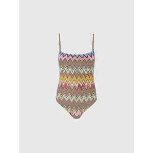 Missoni Lamé Viscose Macro Zigzag One-piece Swimsuit - Black & Multicoloured