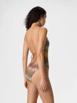 Missoni Lamé Viscose Macro Zigzag One-piece Swimsuit - Black & Multicoloured