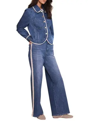 Mint Velvet Lace Trim Straight Leg Jeans