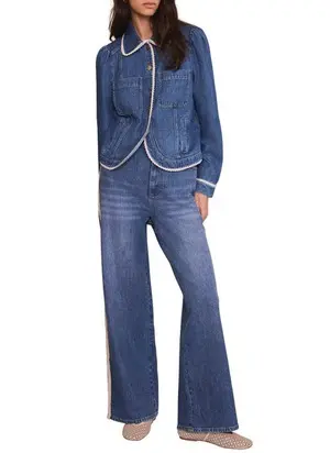 Mint Velvet Lace Trim Straight Leg Jeans