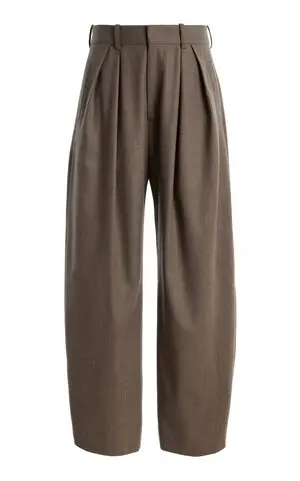 KALLMEYER Joel Wool-blend Pleated Trousers - Brown