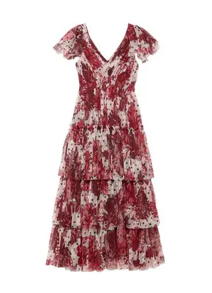 Mint Velvet Floral Print Tulle Midi Dress