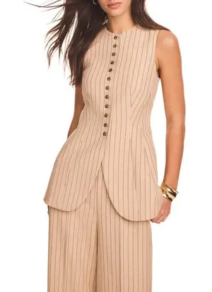 Mint Velvet Pinstripe Longline Waistcoat