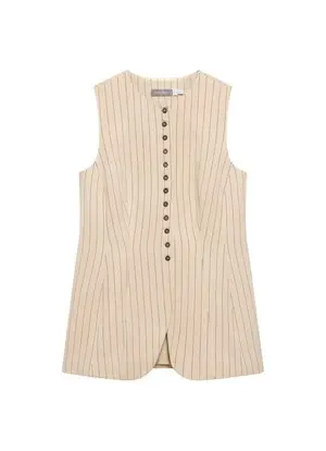 Mint Velvet Pinstripe Longline Waistcoat