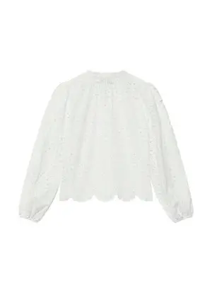 Mint Velvet Cotton Broderie Detail Blouse - Ivory