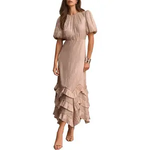 Mint Velvet Metallic Ruffle Midi Dress