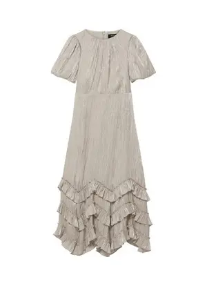 Mint Velvet Metallic Ruffle Midi Dress