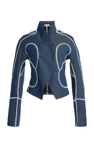DIOTIMA Idolo Stand-collar Wool Blazer - Blue
