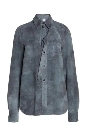 Bottega Veneta Brushed Suede Button Down Shirt - Blue