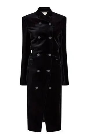 Khaite Rolon Double-breasted Velvet Coat - Black
