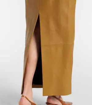 Khaite Winton Maxi Leather Skirt - Brown