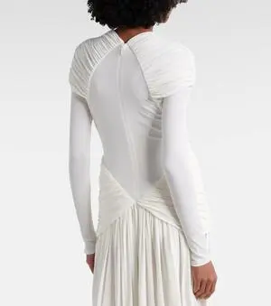 FERRAGAMO Ruched Crêpe Jersey Midi Dress