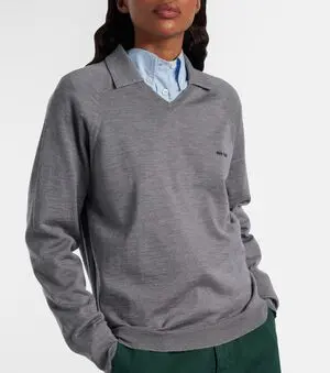 Miu Miu Virgin Wool Polo Sweater - Grey