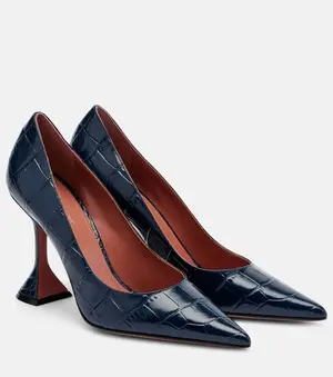 Amina Muaddi Ami Croc-effect Leather Pumps - Blue