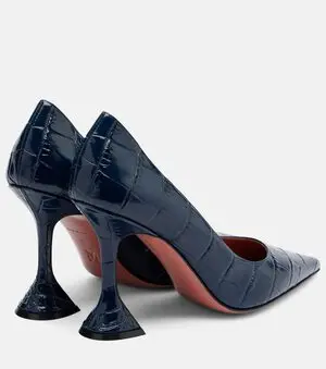 Amina Muaddi Ami Croc-effect Leather Pumps - Blue