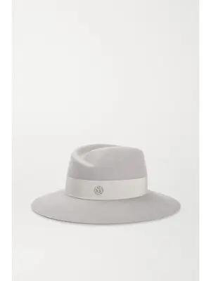 MAISON MICHEL Virginie Grosgrain-Trimmed Fedora Gray