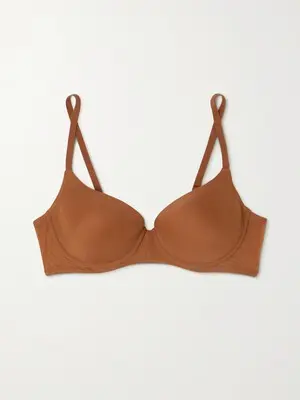 NUBIAN SKIN Naked Stretch-tulle Underwired T-shirt Bra - Brown