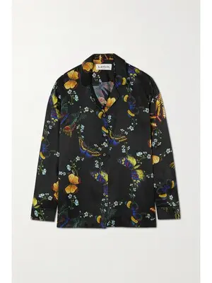 LANVIN Printed Silk-satin Shirt - Black