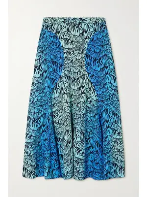 Stella McCartney Printed Crepe De Chine Midi Skirt