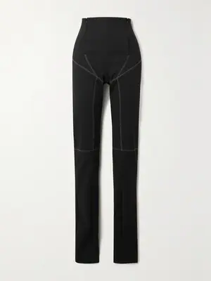 MAXIMILIAN Paneled Stretch-scuba Skinny Pants