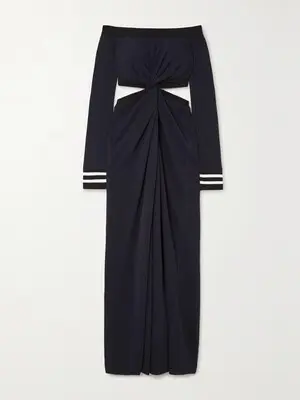 JW Anderson Twist-front Cutout Jersey Maxi Dress - Blue