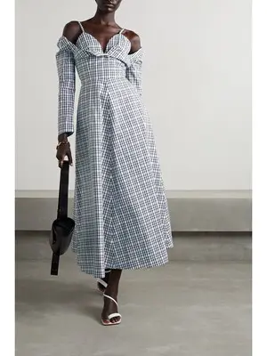 Rosie Assoulin Dancer Layered Checked Cotton-twill Midi Dress
