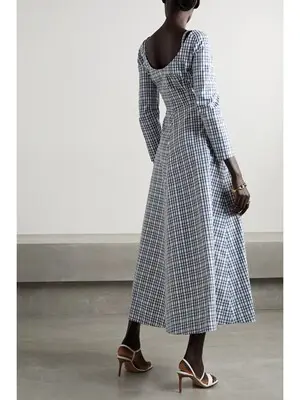 Rosie Assoulin Dancer Layered Checked Cotton-twill Midi Dress