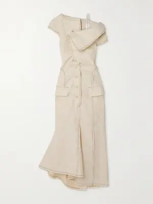 Jacquemus Camargue Asymmetric Linen And Silk-blend Maxi Dress