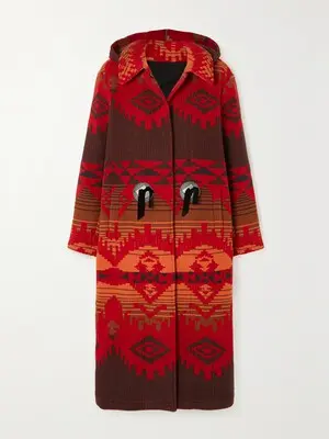 FORTELA Flick Hooded Metallic Wool-jacquard Coat
