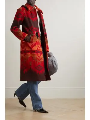 FORTELA Flick Hooded Metallic Wool-jacquard Coat