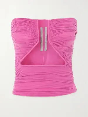 Rick Owens Prong Strapless Ruched Cutout Top