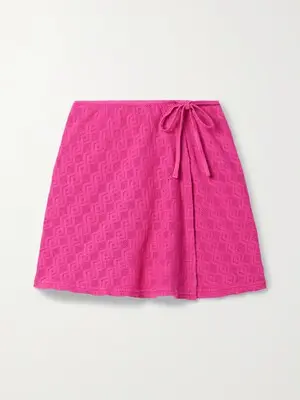 AGR Pointelle-knit Cotton Mini Wrap Skirt