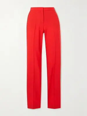 Another Tomorrow Net Sustain Pleated Merino Wool-crepe Straight-leg Pants