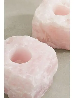JIA JIA HOME Set Of Two Rose Quartz Candle Holders
