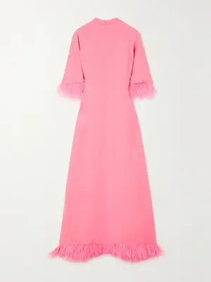 HVN Ashley Feather-trimmed Maxi Dress - Pink