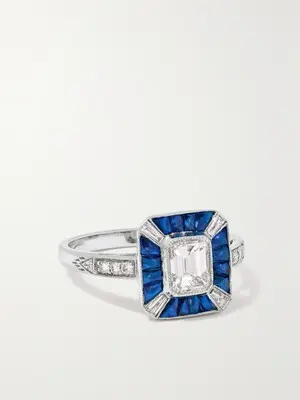 Fred Leighton White Ring With Diamond And Sapphire - Gold