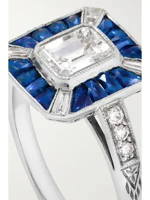 Fred Leighton White Ring With Diamond And Sapphire