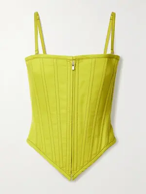 Christopher John Rogers Stay Cotton-twill Bustier Top - Yellow