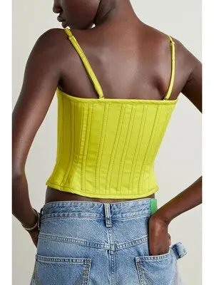 Christopher John Rogers Stay Cotton-twill Bustier Top - Yellow