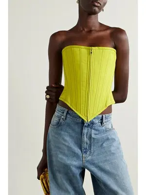 Christopher John Rogers Stay Cotton-twill Bustier Top - Yellow