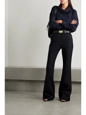 Adam Lippes Kennedy Wool-blend Twill Flared Trousers