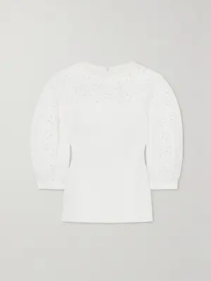 Chloé Broderie Anglaise Linen Blouse