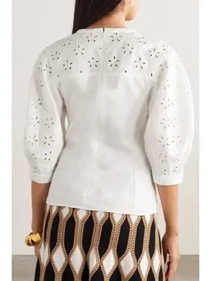 Chloé Broderie Anglaise Linen Blouse