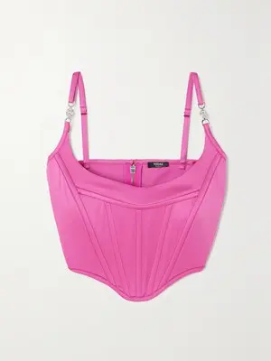 Versace Embellished Satin Bustier Top - Pink