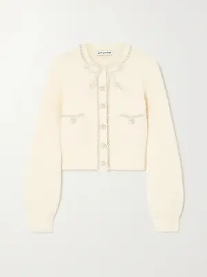 SELF-PORTRAIT Cropped Embellished Cardigan