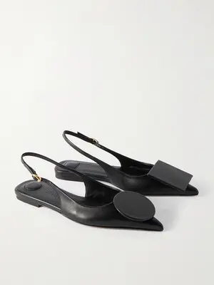 Jacquemus Duelo Embellished Leather Slingback Flats